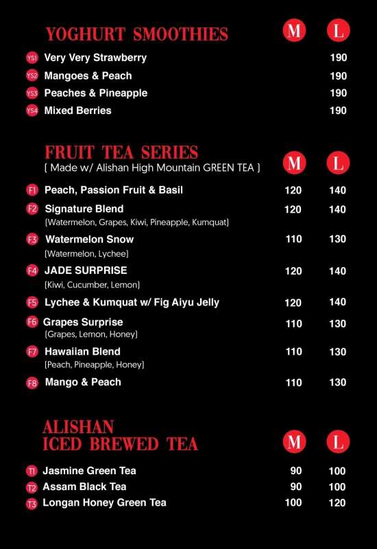 Alishan Menu - Alishan at the Alley - Cebu Philippines